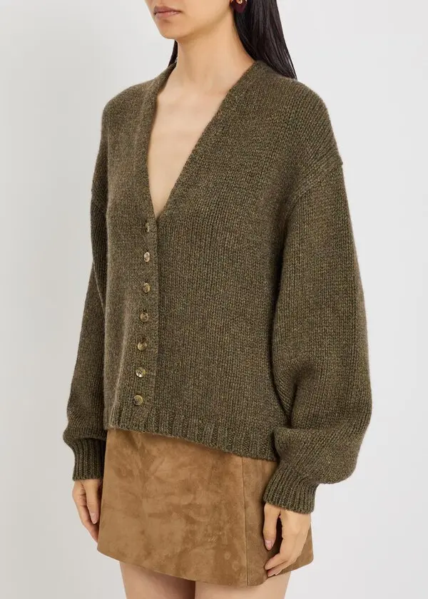 Khaite Axel V-neck Cashmere Cardigan - Khaki
