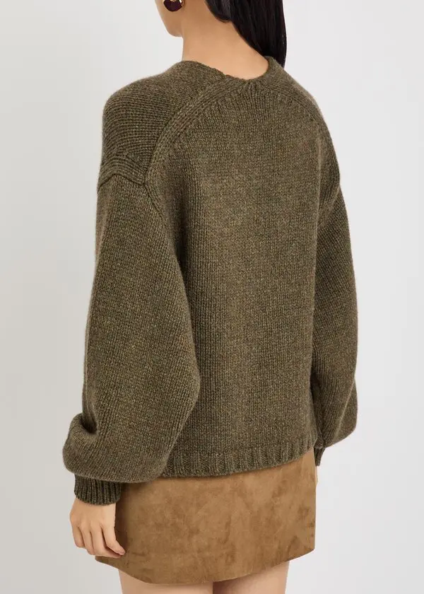 Khaite Axel V-neck Cashmere Cardigan - Khaki