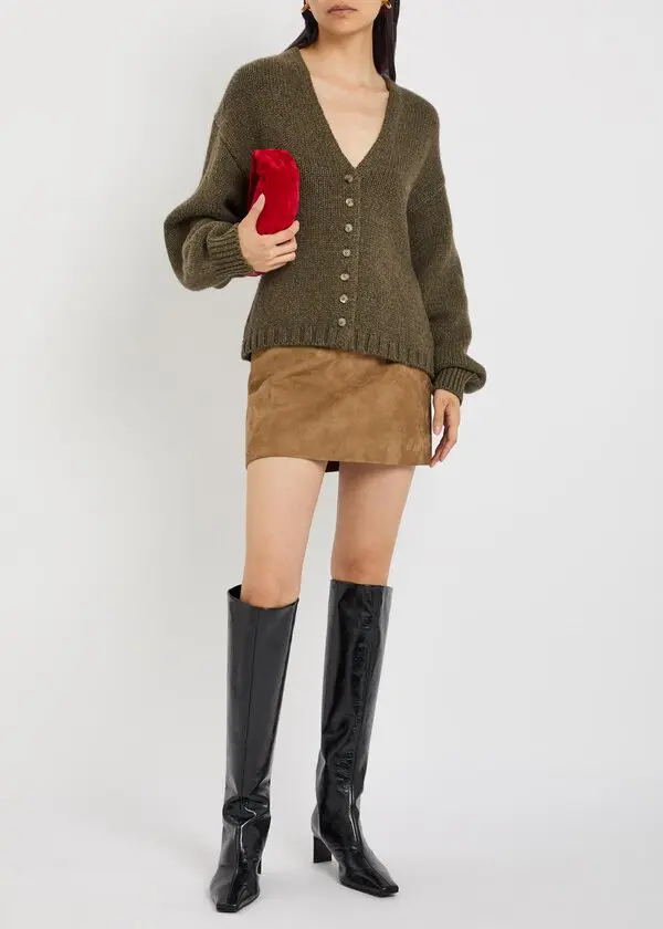Khaite Axel V-neck Cashmere Cardigan - Khaki