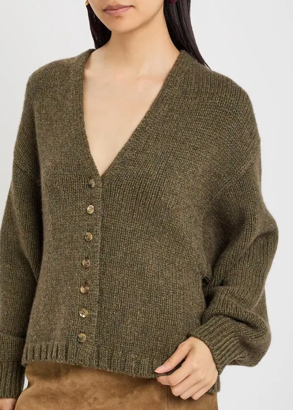Khaite Axel V-neck Cashmere Cardigan - Khaki