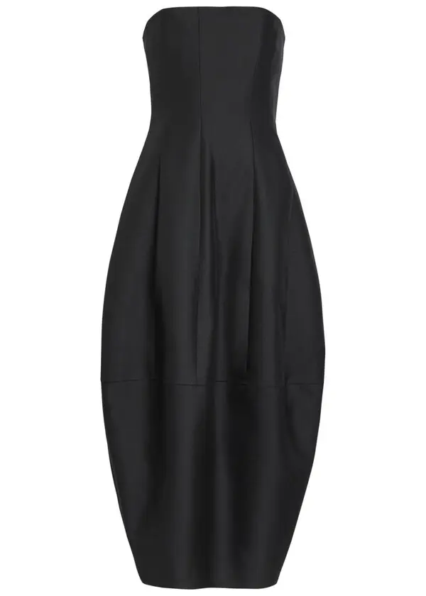 Khaite Stela Sculpted Strapless Wool-blend Midi Dress - Black
