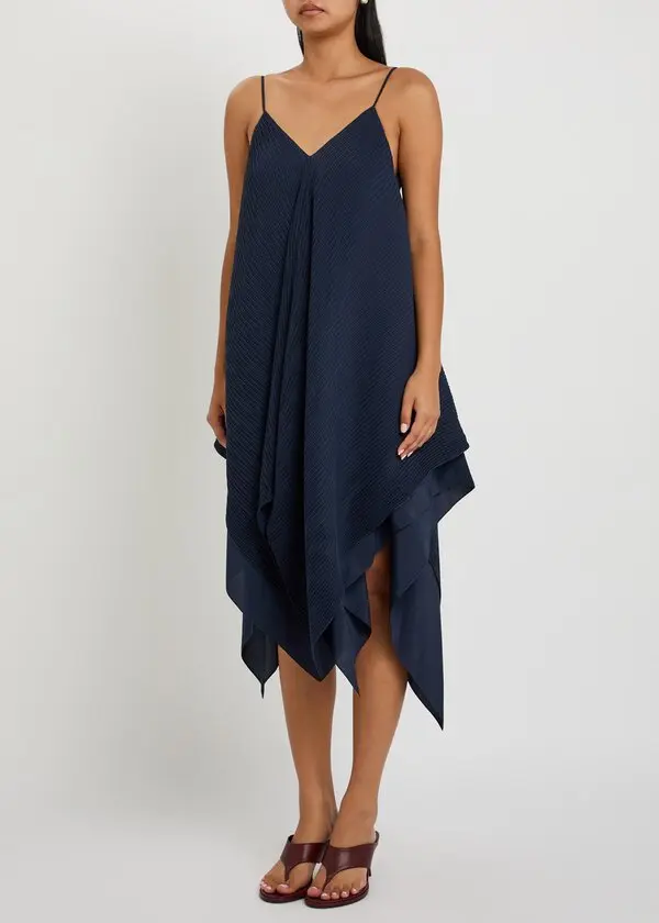 JW Anderson Pleated Asymmetrical Chiffon Midi Dress