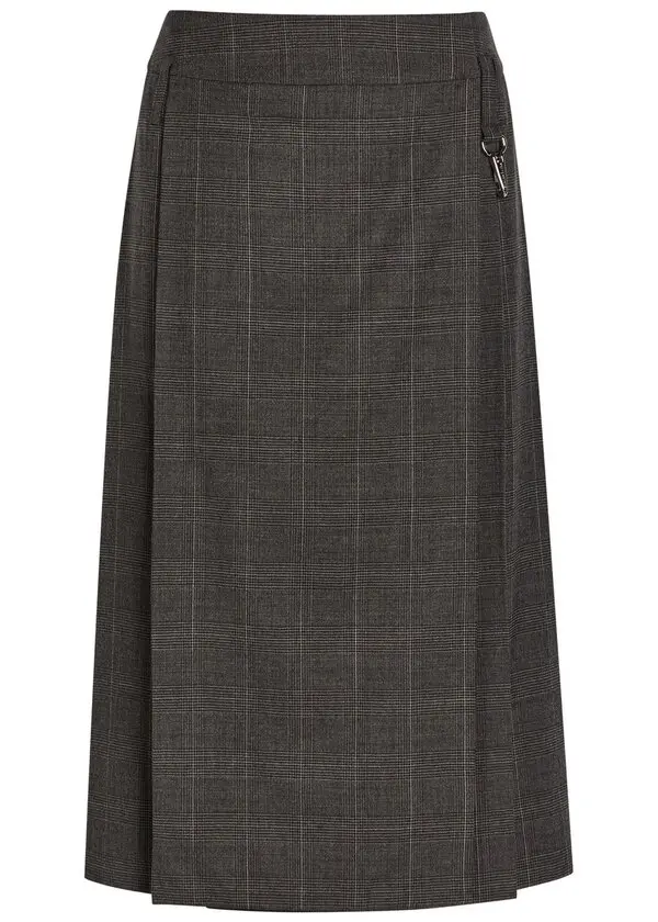 Simone Rocha Tailored Checked Stretch-wool Midi Wrap Skirt