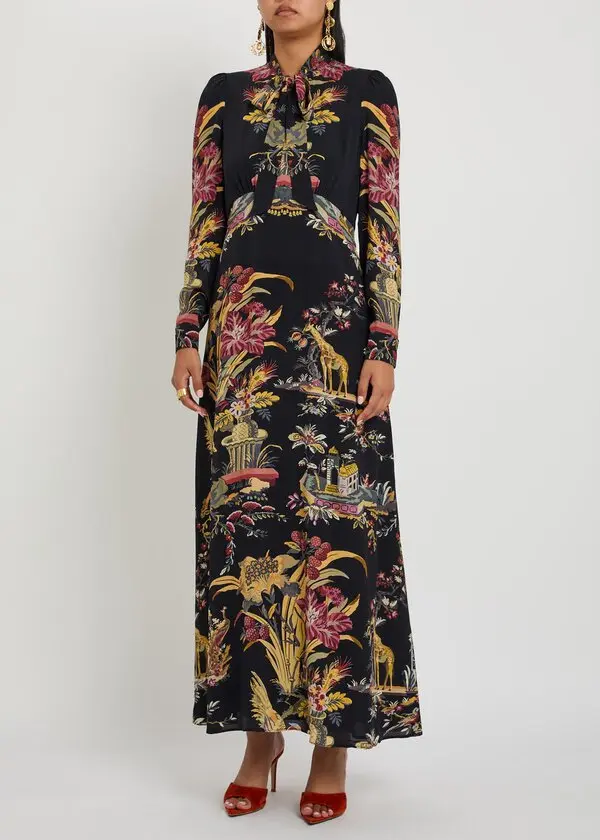 Etro Floral Print Chiffon Midi Dress