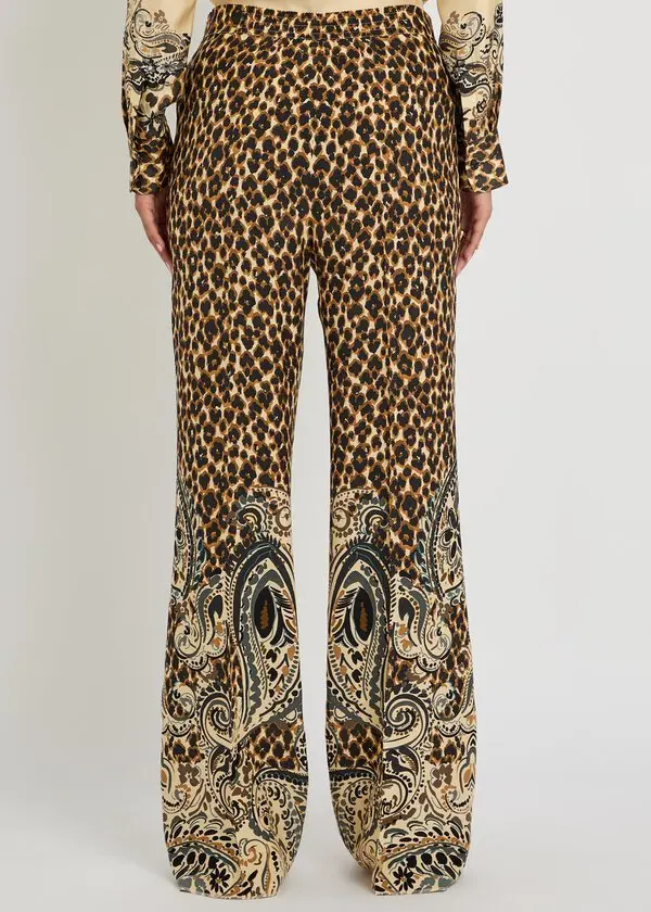Etro Leopard-print Straight-leg Silk Trousers