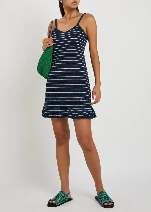 JW Anderson Striped Terry Mini Dress With Logo Embroidery