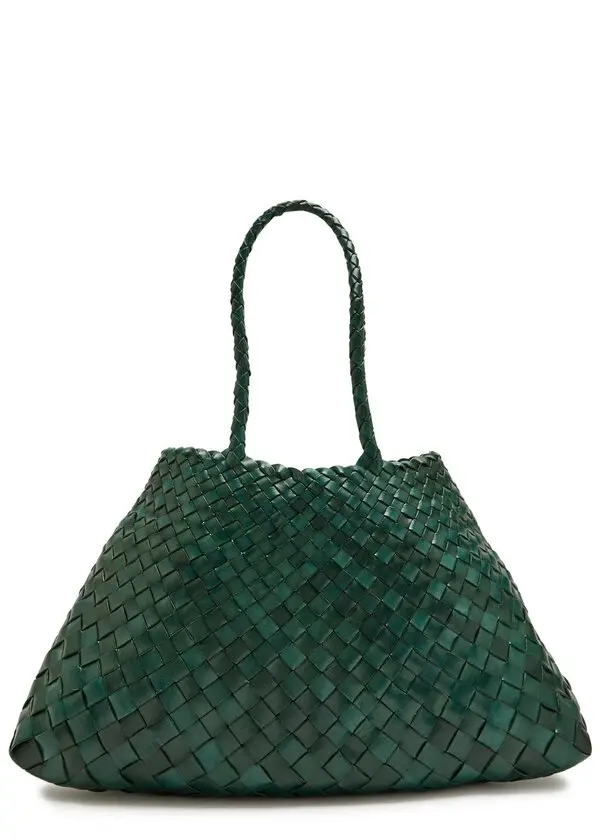 Dragon Diffusion Santa Croce Woven Leather Tote Bag - Dark Green
