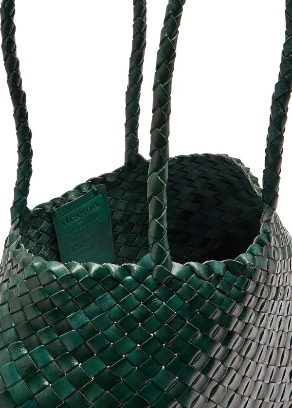 Dragon Diffusion Santa Croce Woven Leather Tote Bag - Dark Green
