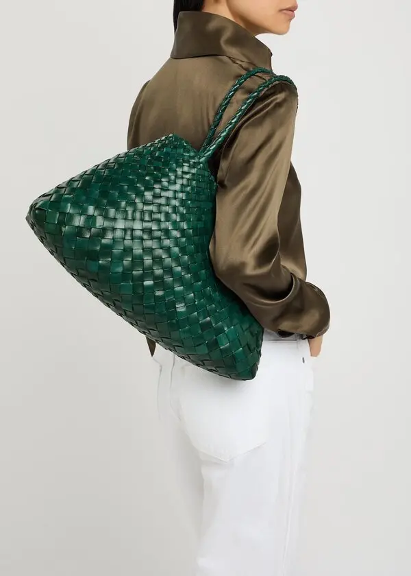 Dragon Diffusion Santa Croce Woven Leather Tote Bag - Dark Green