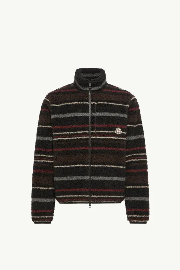 Moncler Striped Teddy Zip-up Cardigan