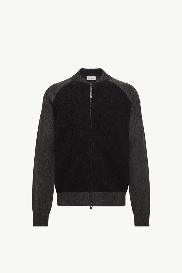 Moncler Bouclé Wool & Cashmere Blend Zip Cardigan