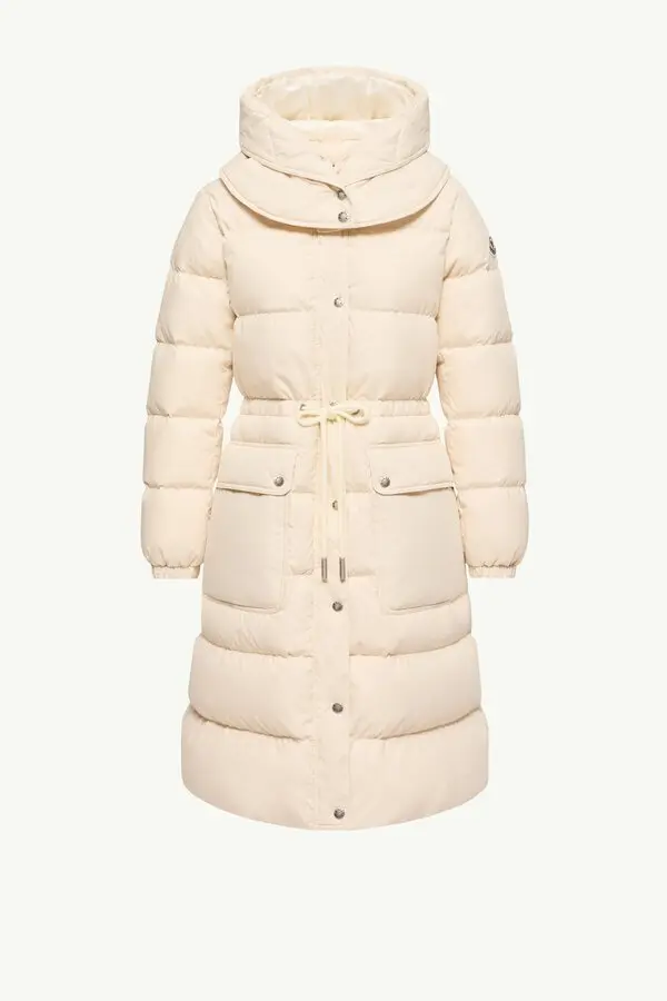 Moncler Pic Hooded Long Down Jacket - White