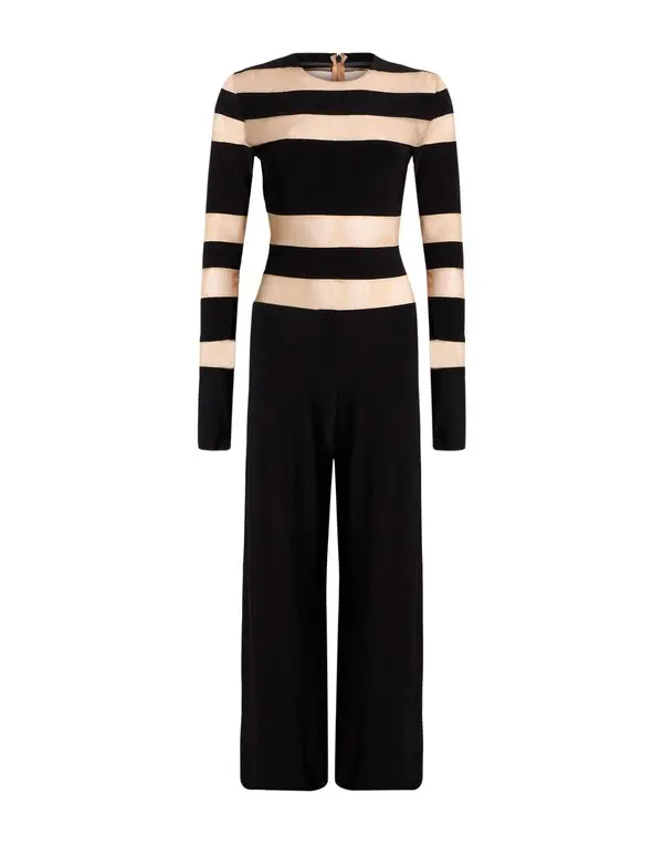 Norma Kamali Striped Long Sleeve Jumpsuit