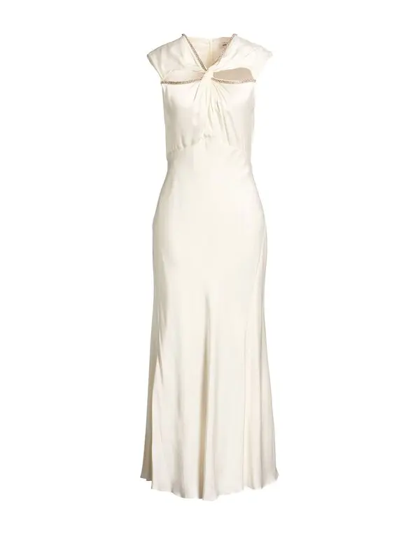 Sandro Off-white Viscose Maxi Dress With Crystal Embellishments