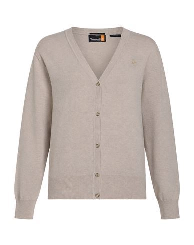 Timberland Wool Blend V-neck Cardigan With Embroidered Logo - Grey