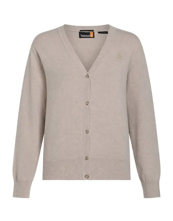 Timberland Wool Blend V-neck Cardigan With Embroidered Logo - Grey