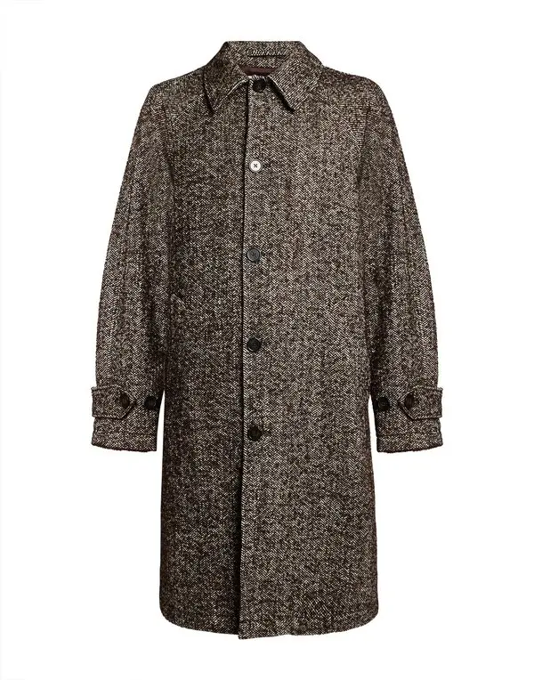 Officine Générale Double-breasted Tweed Herringbone Coat