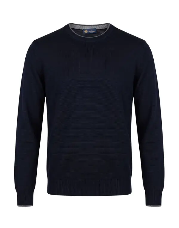 Paul & Shark Virgin Wool And Silk Crewneck Sweater - Midnight Blue