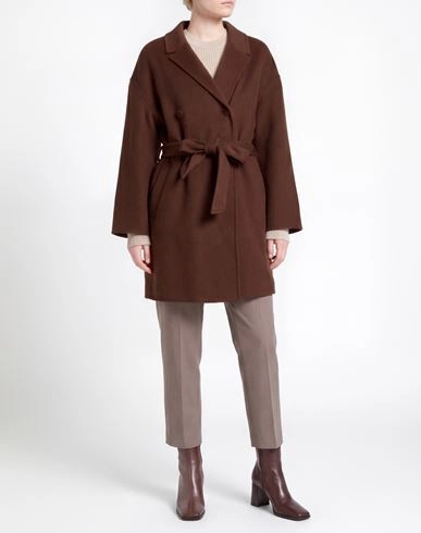 Officine Générale Chocolate Wool Belted Double Breasted Coat