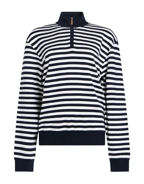 Paul & Shark Virgin Wool & Cashmere Striped Half-zip Sweater - Blue