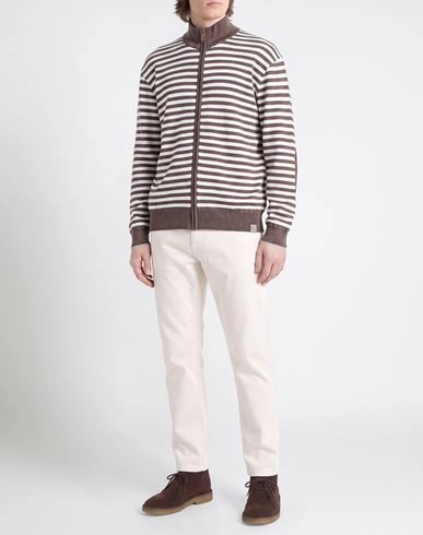 Paul & Shark Taupe Virgin Wool & Cashmere Striped Half-zip Sweater - Grey