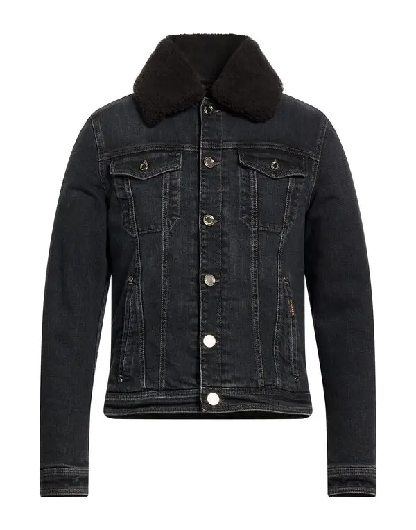 MOORER Denim Trucker Jacket With Shearling Trim
