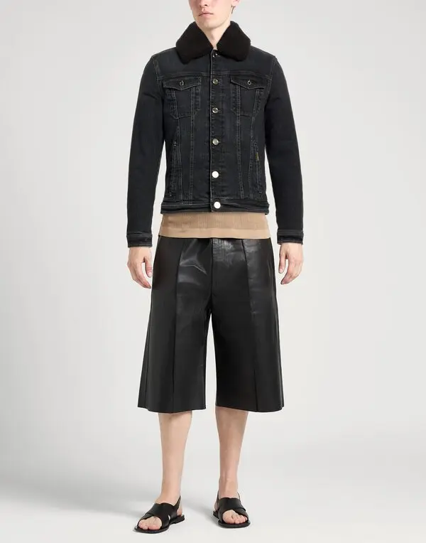 MOORER Denim Trucker Jacket With Shearling Trim