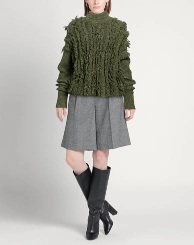 MANILA GRACE Mélange Knit Turtleneck With Fringe Detail
