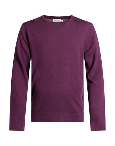 Calvin Klein Garnet Wool Crewneck Sweater With Embroidered Logo