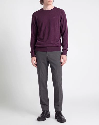 Calvin Klein Garnet Wool Crewneck Sweater With Embroidered Logo