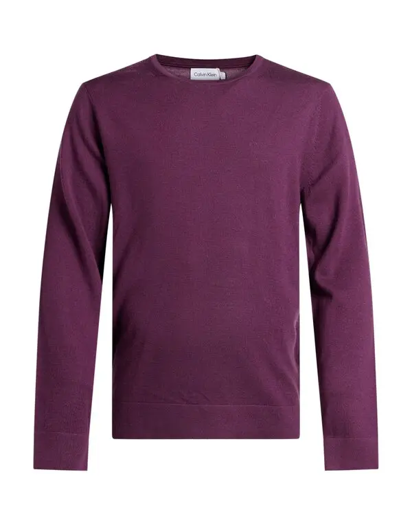 Calvin Klein Garnet Wool Crewneck Sweater With Embroidered Logo