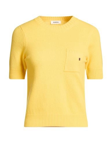 Sandro Marigold Wool Short Sleeve Sweater - Yellow