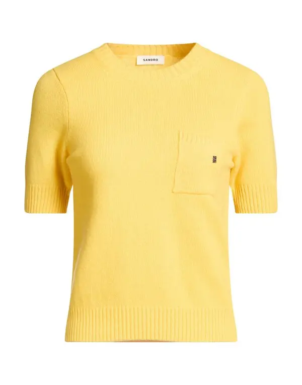 Sandro Marigold Wool Short Sleeve Sweater - Yellow