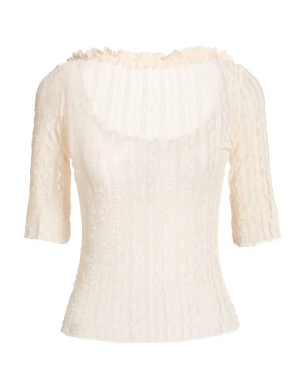 Max & Co. Polyamide And Elastane 3/4 Sleeve Sweater - White
