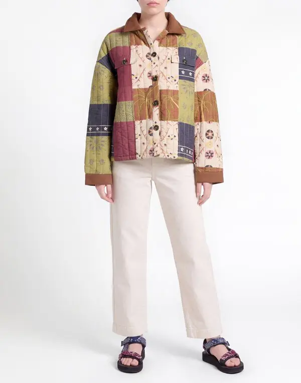 ARIZONA LOVE Puffer Cotton Linen Patchwork Quilted Jacket