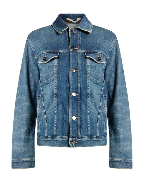 JACOB COHЁN Denim Trucker Jacket With Appliqués