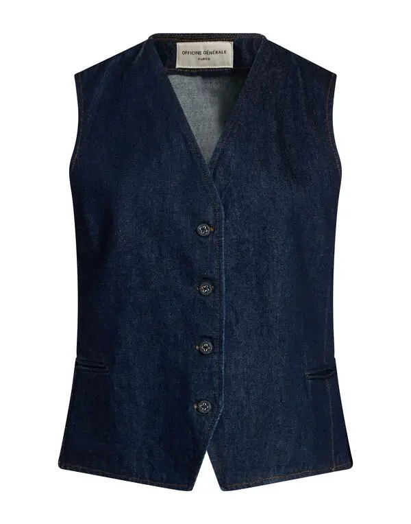 Officine Générale Tailored Vest In Organic Cotton And Cotton
