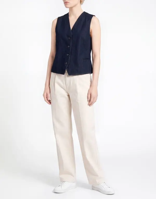 Officine Générale Tailored Vest In Organic Cotton And Cotton