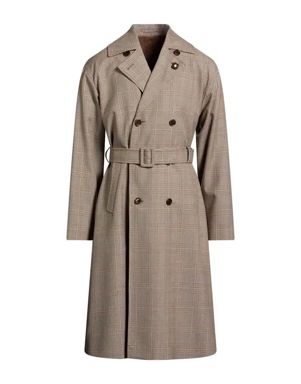 LARDINI Belted Glen Plaid Wool Coat