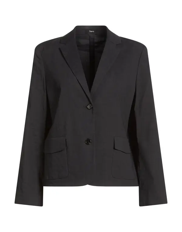 Theory Single-breasted Linen, Viscose, And Elastane Blazer