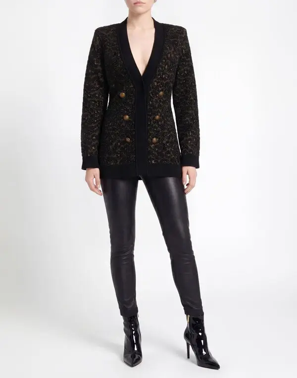 NENETTE Multicolor Metallic Button-embellished Knit Cardigan