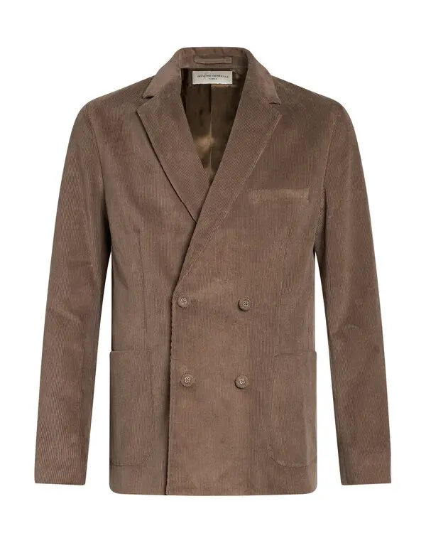 Officine Générale Blazer Taupe Size Cotton, Elastane