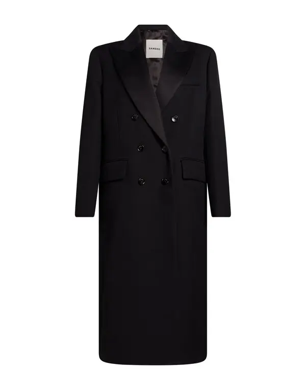 Sandro Double-breasted Wool Blend Coat