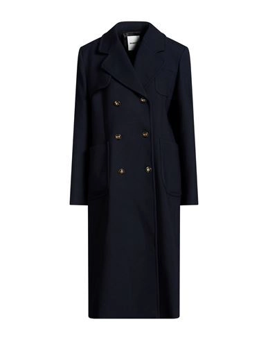 Sandro Double-breasted Midnight Polyester Virgin Wool Elastane Coat - Blue
