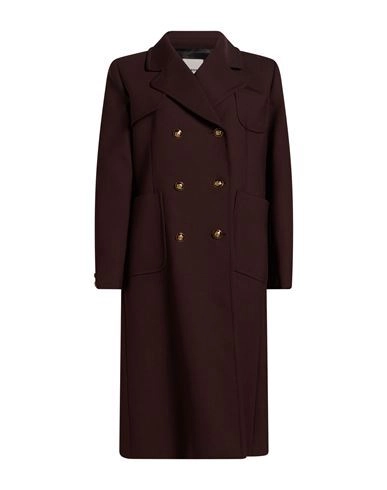 Sandro Double-breasted Chocolate Polyester And Virgin Wool Coat