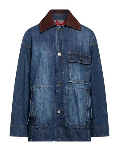 Max & Co. Denim Trucker Jacket With Leather Collar