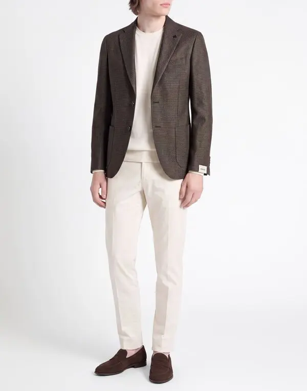 PAOLONI Single-breasted Wool, Polyamide, And Cotton Blazer