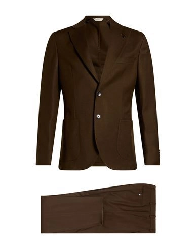 MANUEL RITZ Suit Chocolate Size Wool, Elastane