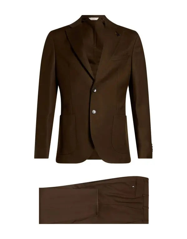 MANUEL RITZ Suit Chocolate Size Wool, Elastane