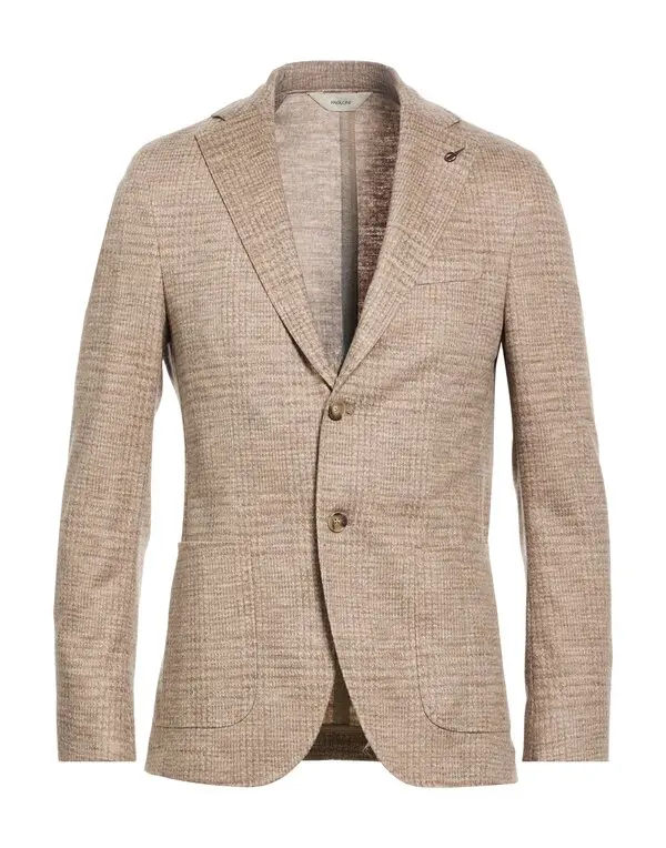 PAOLONI Blazer Size Virgin Wool, Cotton - Beige